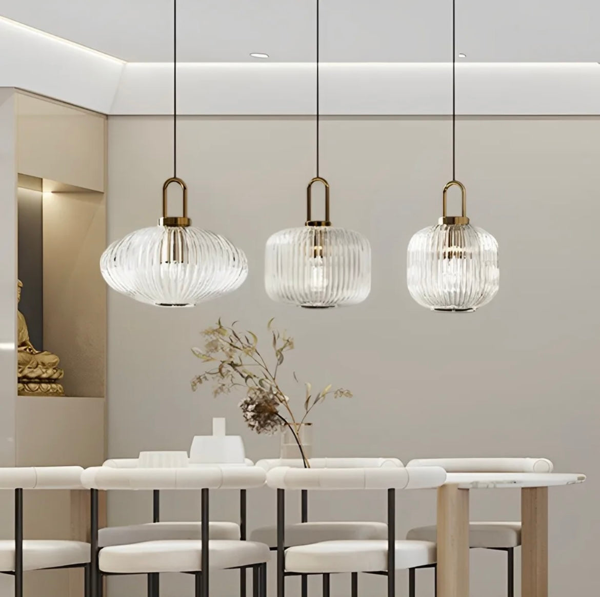 Nordic Glass Ribbed Pendant Ceiling Lights - Hanging Lights