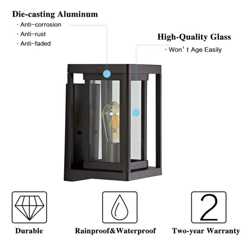 Outdoor Square Retro Wall Light - Modern Garden Lighting
