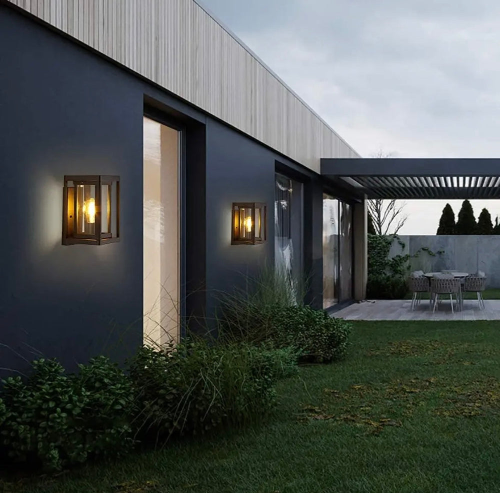 Outdoor Square Retro Wall Light - Modern Garden Lighting