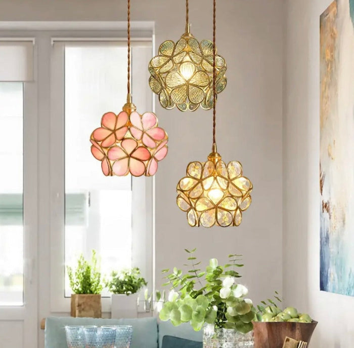 Stained Glass Flower Pendant Lights - Elegant Lighting
