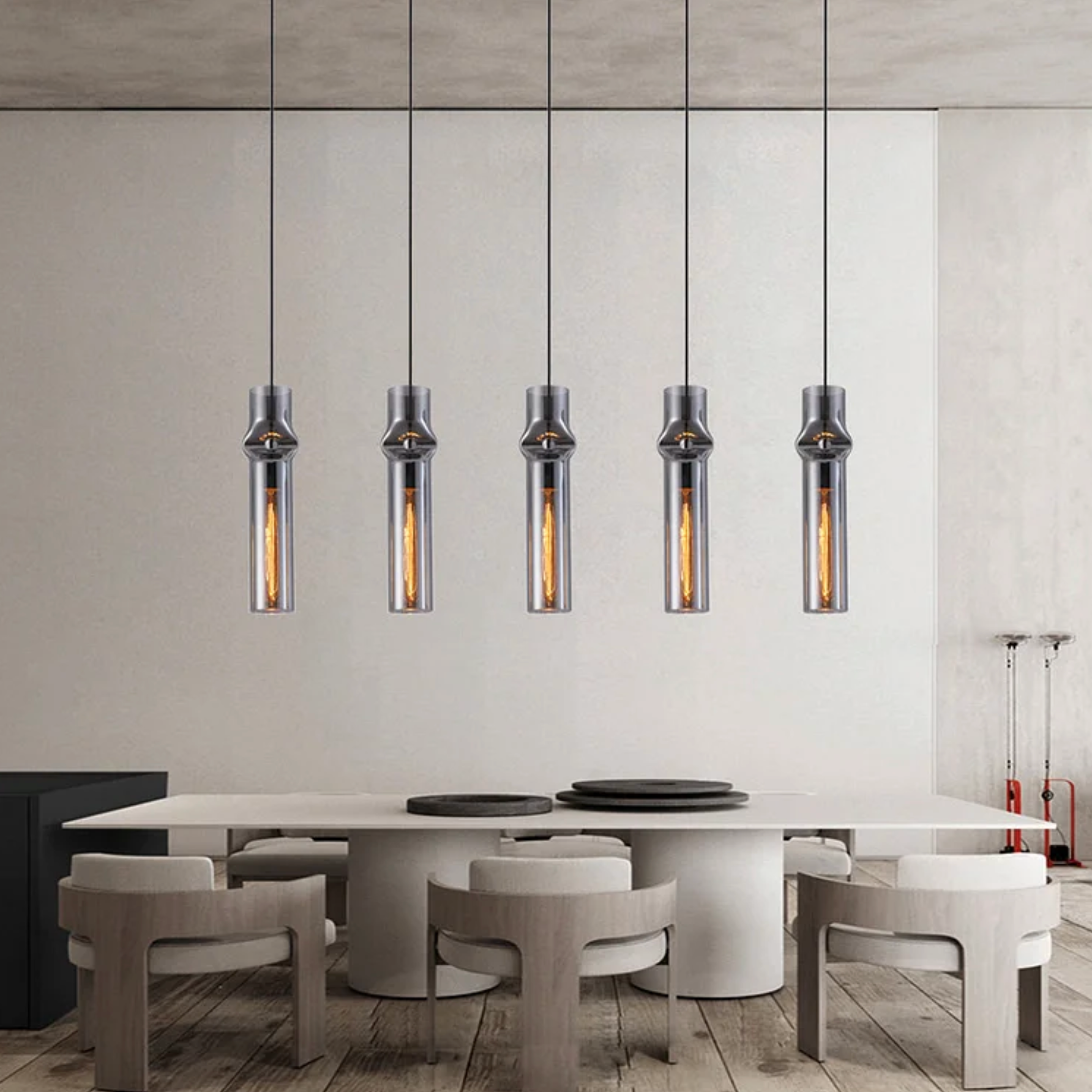Slim Black Fire Pendants - Cylindrical Pendant Light