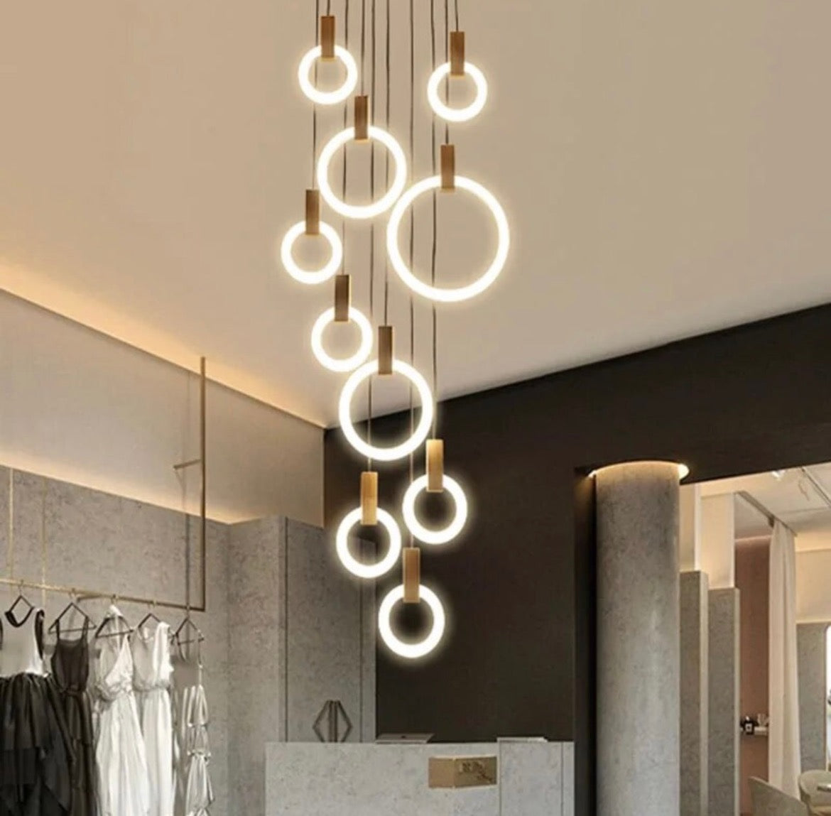 Hanging Ring Light Chandelier - Modern LED Lighting
