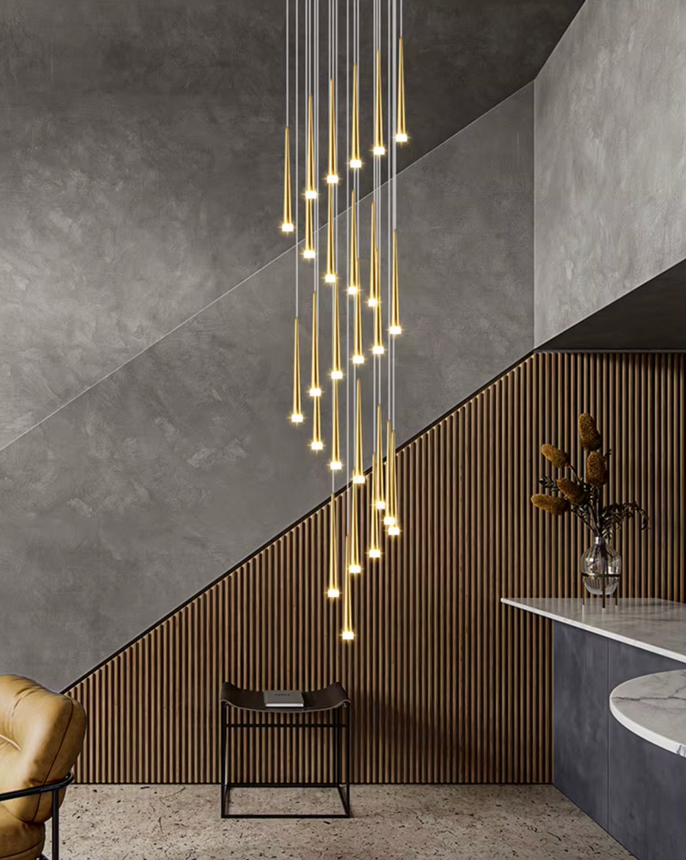 Gold Tapered LED Chandelier - Luxury Lighting for Your Home