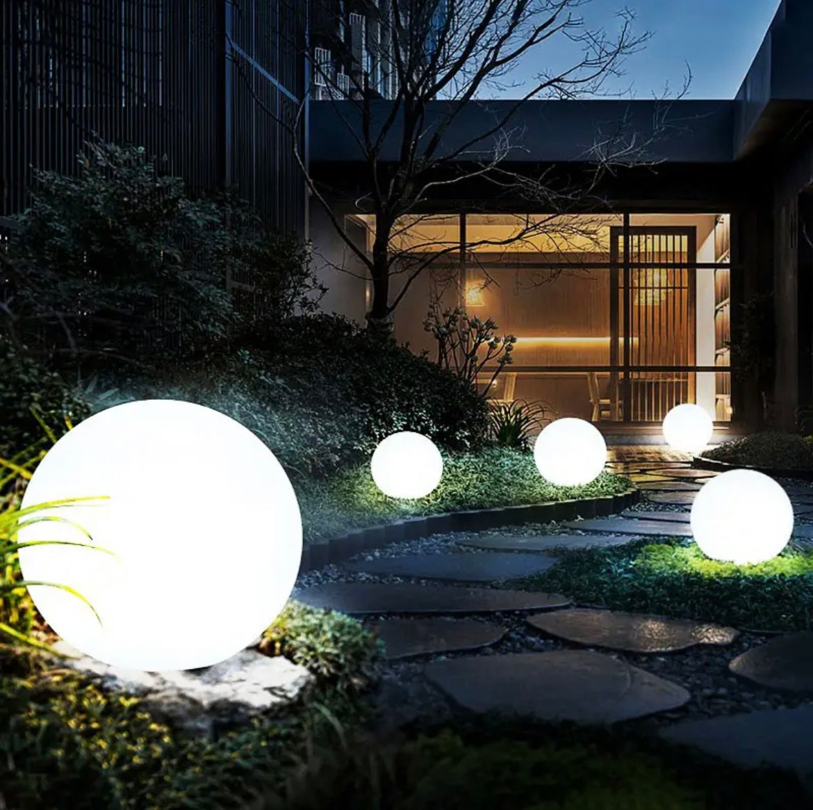 Outdoor LED Garden Ball Light - Small & Large Garden Ball Lights