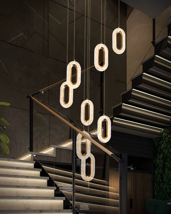 Large LED Hooped Staircase Pendant - Staircase Light Pendant