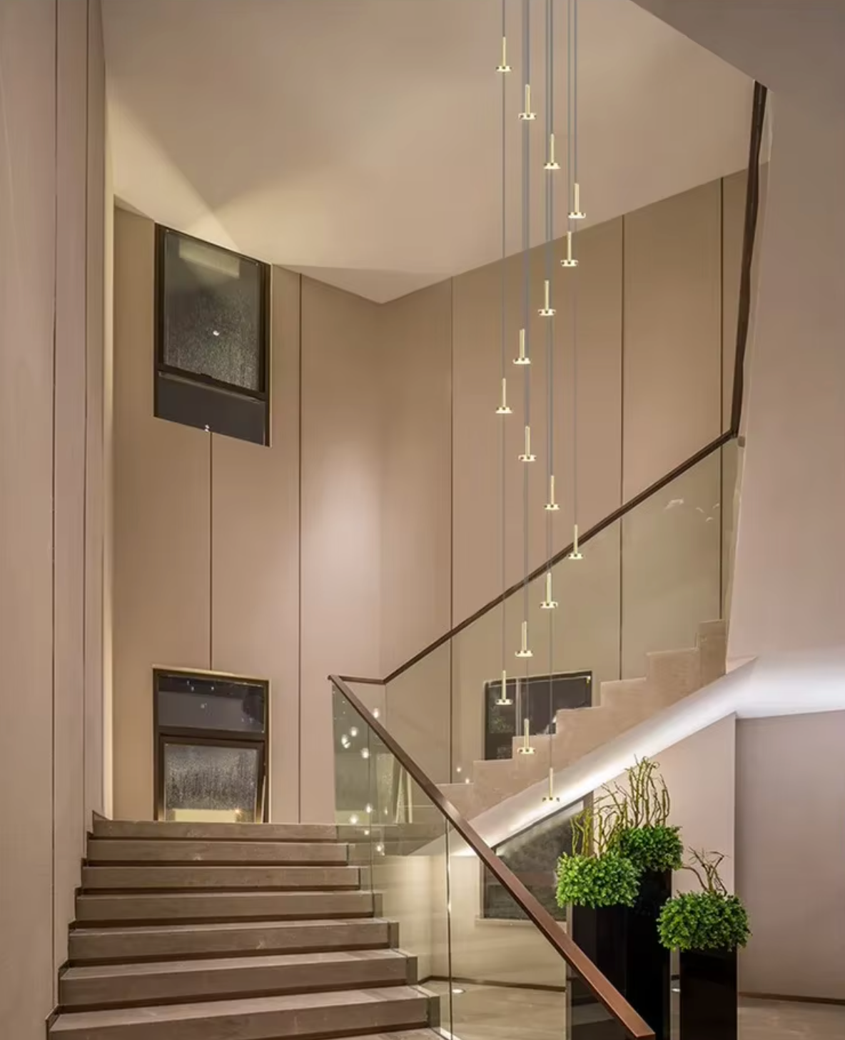 Linear Light Staircase Chandelier - Modern LED Lighting
